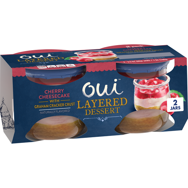 Yoplait Oui Creme Fraiche Cherry Cheesecake Layered Dessert, Glass Jars ...