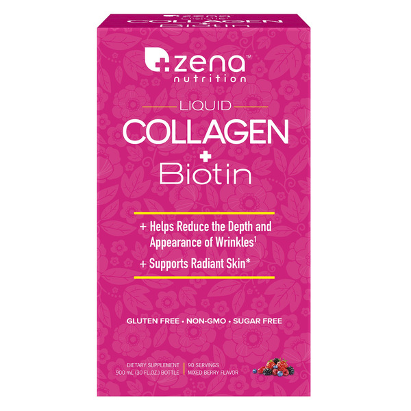 Zena Nutrition Liquid Collagen Plus Biotin Support Supplement Same-Day ...