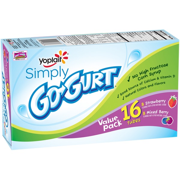 Yoplait Simply...Go-Gurt Strawberry/Mixed Berry Variety Pack Portable Low Fat Yogurt (2.25 oz ...