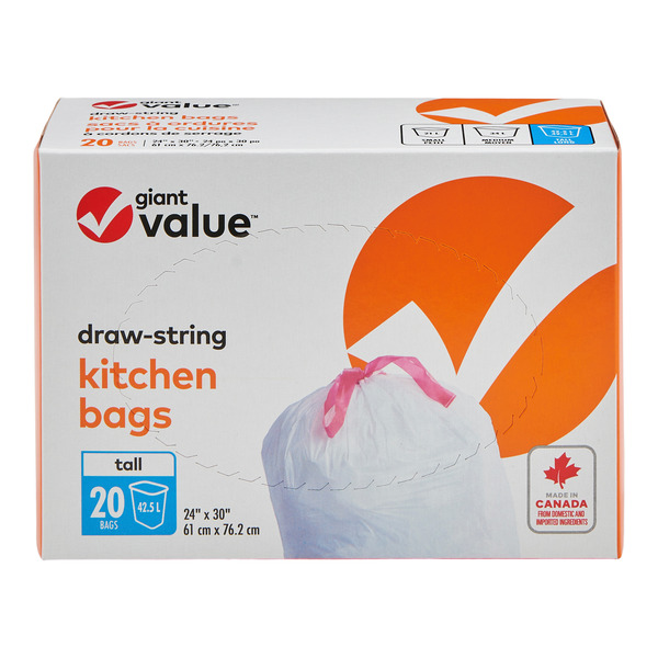 Giant Tiger Giant Value Tall Drawstring Kitchen Bags Same-Day Delivery ...
