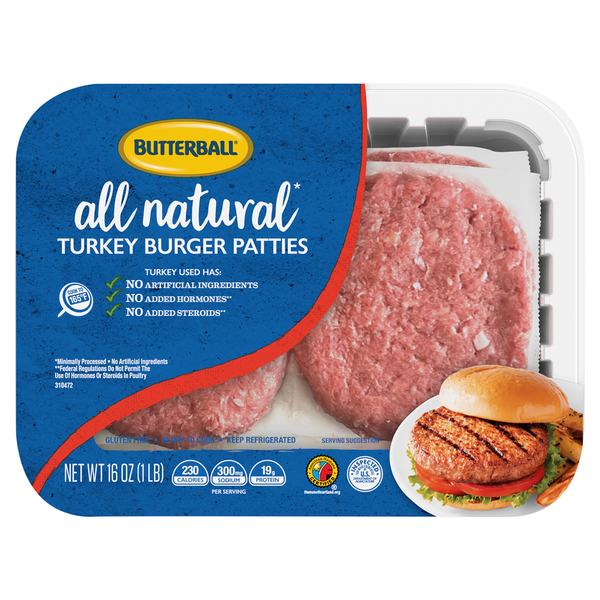 Butterball Burger Patties, All Natural, Turkey Same-Day Delivery or ...