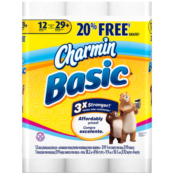 Charmin Basic Double Bonus Rolls Toilet Paper (12 ct) - Instacart