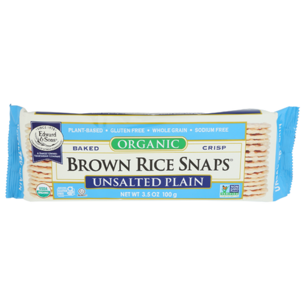 Edward & Sons Brown Rice Snaps, Organic, Unsalted Plain Same-Day ...