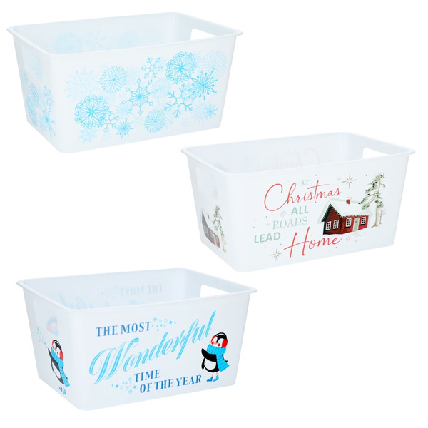 Christmas Rectangle Bucket With Handles Same-Day Delivery | Dollar Tree