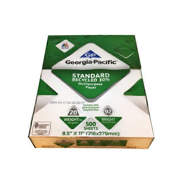 Georgia Pacific Standard Recycled Multipurpose Paper 92 Bright 500 ...