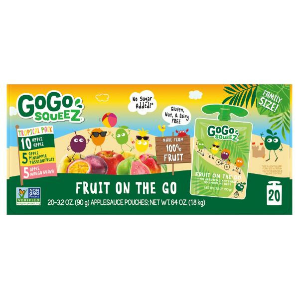 GoGo Squeez Applesauce, Fruit on the Go, Tropical Pack, Family Size Same-Day Delivery or Pickup ...