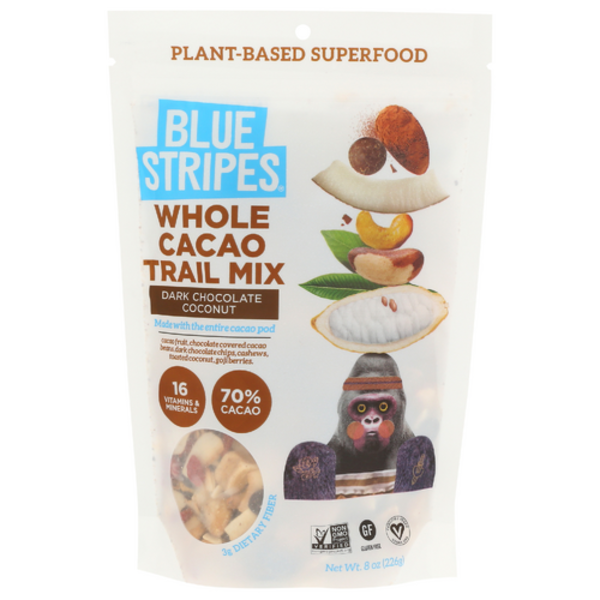 Blue Stripes Whole Cacao Trail Mix, Dark Chocolate Coconut Same-Day ...