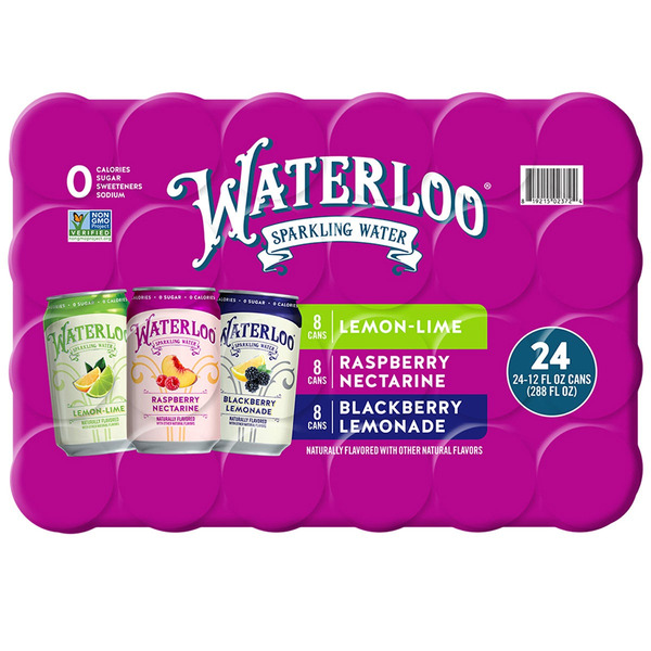 Waterloo Sparkling Water Variety Pk: Lemon-Lime, Raspberry Nectarine, Blackberry Lemonade Same ...