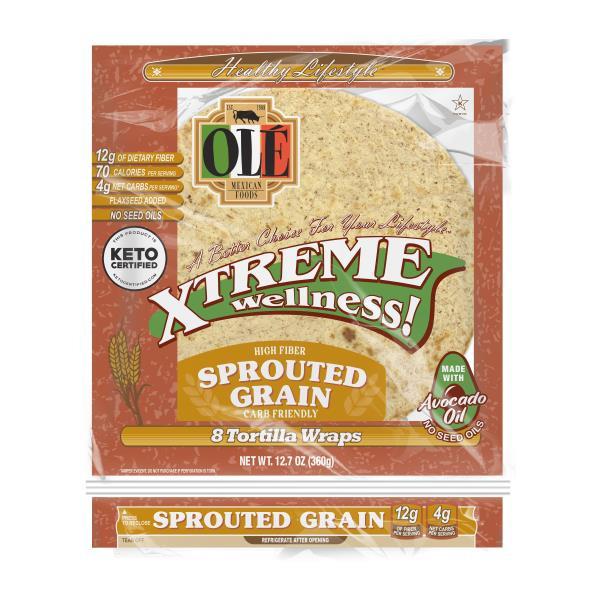 Ole Xtreme Wellness High Fiber Sprouted Grain Tortilla Wraps Keto ...