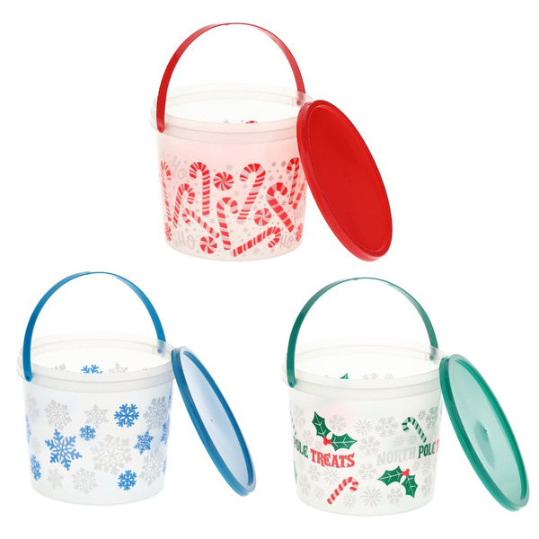 Dollar Tree Christmas House Festive-Themed Gift Buckets With Lids Same ...