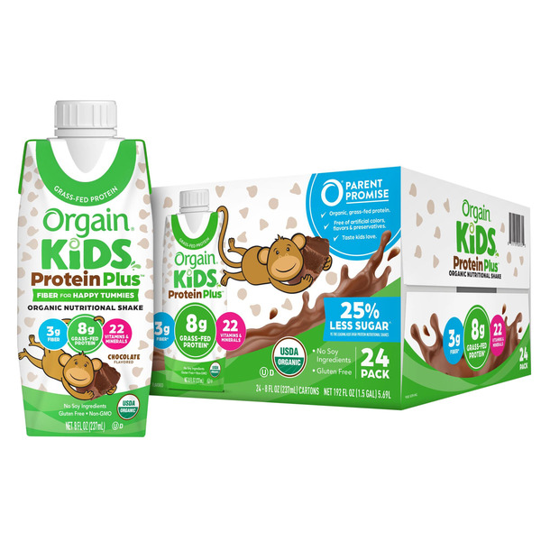 Orgain Kids Organic Grass Fed Protein Nutritional Shake, Smooth ...
