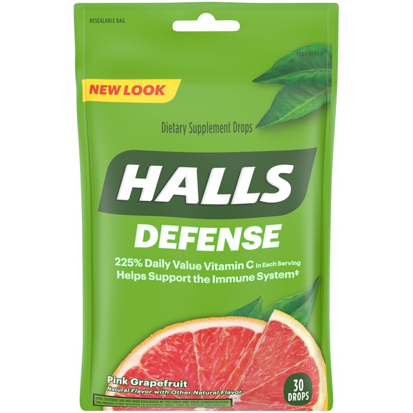Halls Pink Grapefruit Dietary Supplement Drops (30 each) - Instacart
