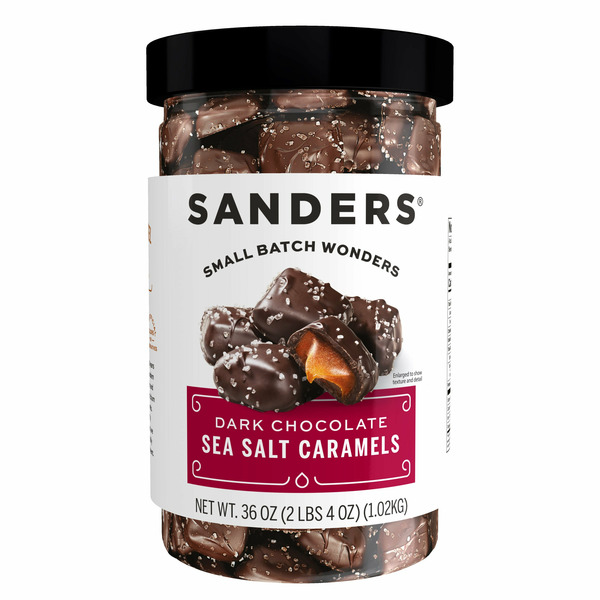 Sanders Fine Chocolatiers Dark Chocolate Sea Salt Caramel 36oz Tub Same ...