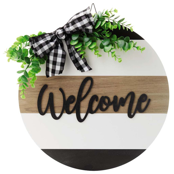 Huntington Home Black & White Circle Welcome Sign Same-Day Delivery or ...