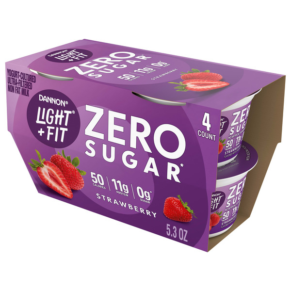 Dannon Light + Fit Dannon Light + Fit Zero Sugar, Strawberry Yogurt ...