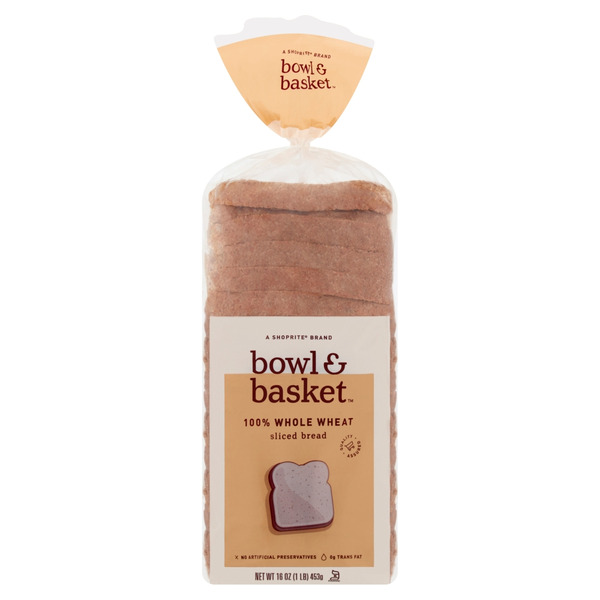 ShopRite Bowl & Basket Sliced Bread, 100% Whole Wheat Same-Day Delivery ...
