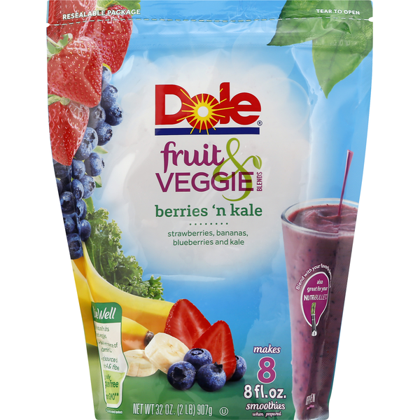 Dole Fruit & Veggie Blends Berries N Kale Smoothie Mix (32 oz) - Instacart