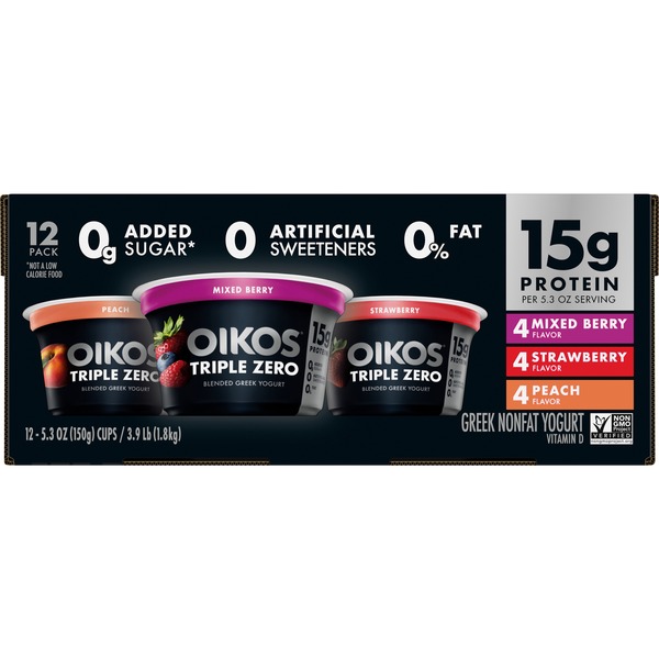 Oikos Triple Zero Variety Pack Greek Yogurt (5.3 oz) - Instacart