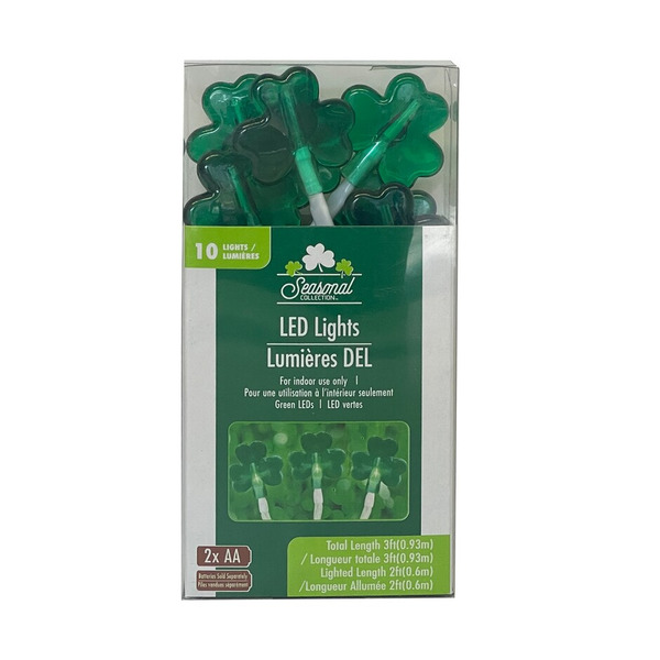 Dollar Tree Greenbrier St Patrick’s Day Shamrock 10-Bulb LED Light ...