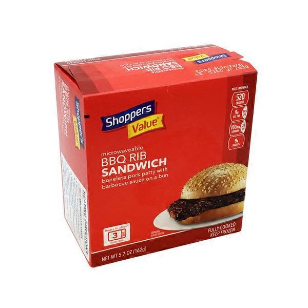 Shoppers Value Bbq Rib Sandwich Boneless, Rib-shaped Pork Patty With ...