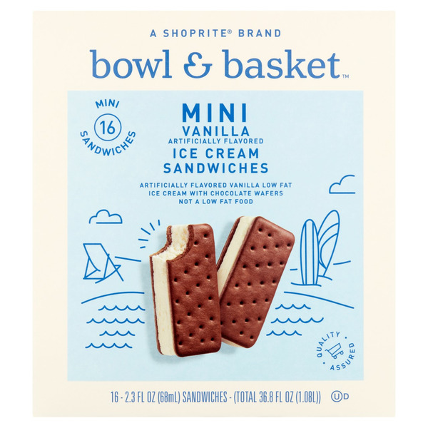 ShopRite Bowl & Basket Vanilla Ice Cream Mini Sandwiches Same-Day ...