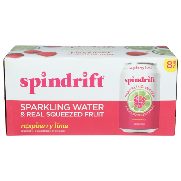 Spindrift Sparkling Water, Raspberry Lime, Unsweetened Same-Day ...
