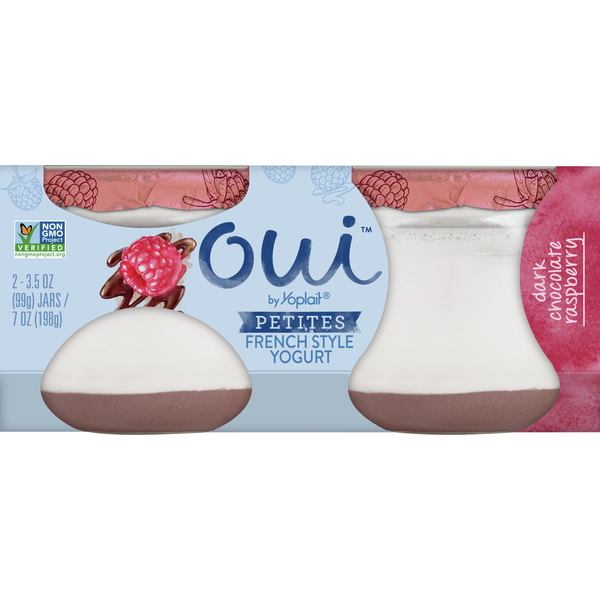 Oui Yogurt, Dark Chocolate Raspberry, French Style, Petites, 2 Pack (2 ...