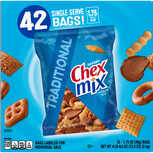 Chex Mix Traditional Original Recipe Snack Mix Single Serve Bags Same ...