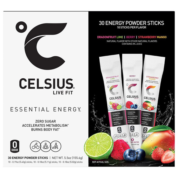 CELSIUS Live Fit Essential Energy Powder Sticks Same-Day Delivery | Costco