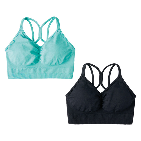 Crane Ladies' Seamless Longline Bra, Large - Black & Blue Same-Day ...