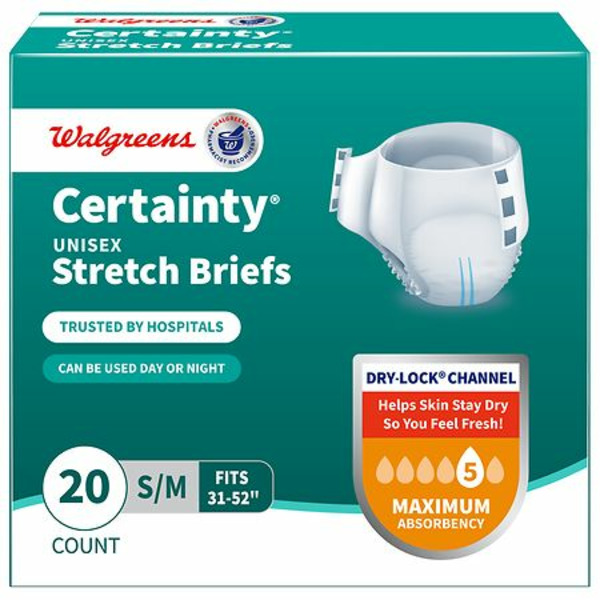 Walgreens Walgreens Small to Medium Certainty Unisex Stretch Briefs ...