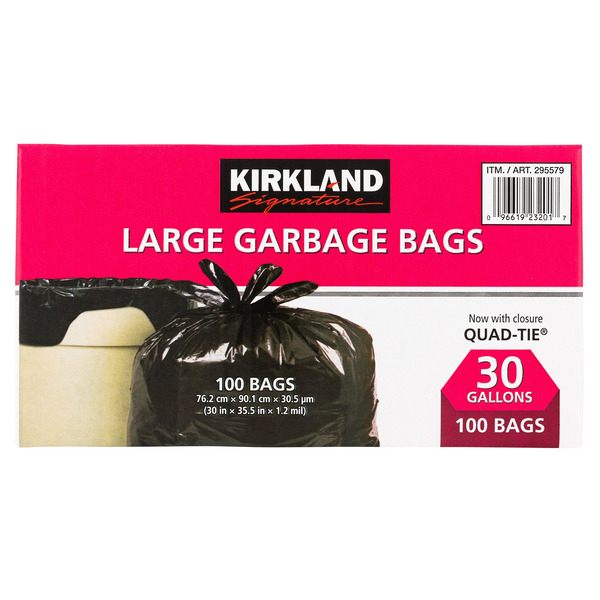 Kirkland Signature 30" × 35.5" Large Quad-tie Garbage Bags Same-Day ...