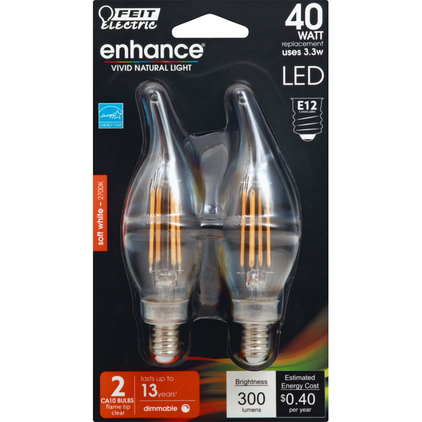 Feit Electric Light Bulbs, LED, Soft White, 3.3 Watts (2 each) - Instacart
