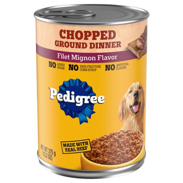 Pedigree Food for Dogs, Filet Mignon Flavor, Ground Dinner, Chopped ...