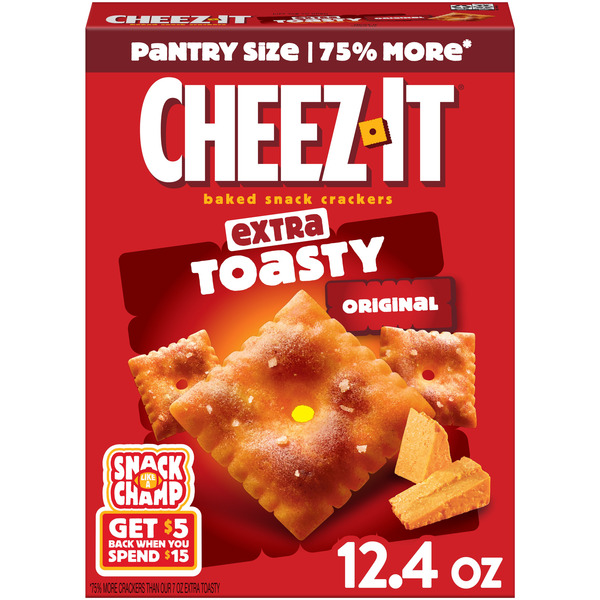 Cheez-It Extra Toasty Cheese Crackers, Baked Snack Crackers, 12.4 oz ...