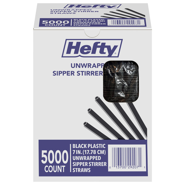 Hefty Straws, Sipper Stirrer, Black Plastic Same-Day Delivery | Costco ...