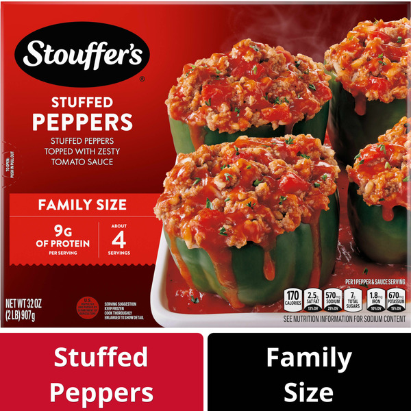 Stouffer's Stuffed Peppers Family Size Frozen Stuffed Peppers Easy ...