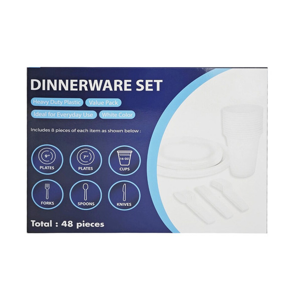48-Piece Dinnerware Set - White Same-Day Delivery | Dollar Tree