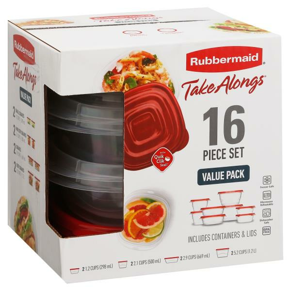 Publix Rubbermaid Containers & Lids, 16 Piece Set, Value Pack Same-Day ...