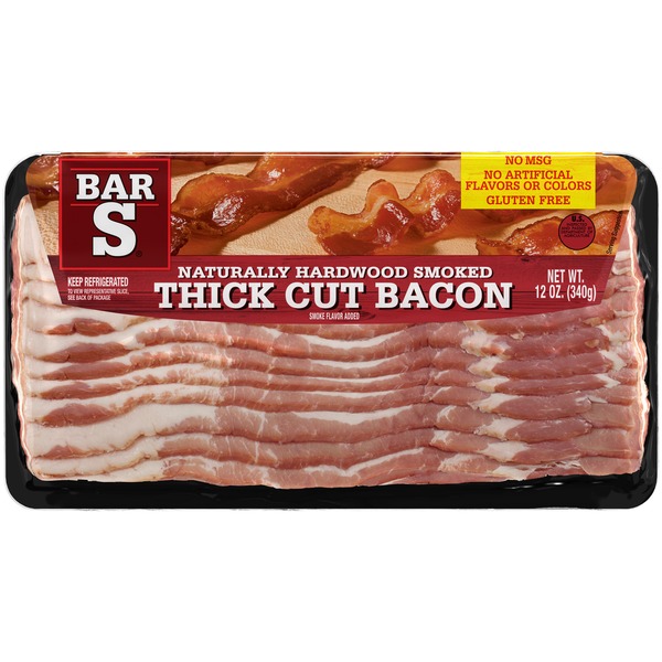Bar S Naturally Hardwood Smoked Thick Cut Bacon (12 oz) - Instacart