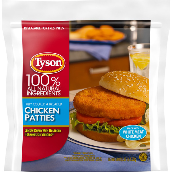 Walmart Tyson All Natural Chicken Patties, Family Pack, Frozen Same-Day ...