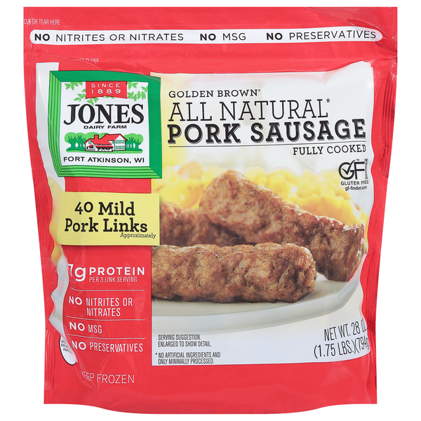 Safeway Jones Dairy Farm Sausage Links, Pork, Mild, Golden Brown Same ...