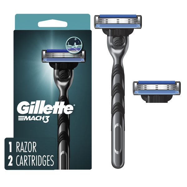 Gillette Mach3 Shaving Razor for Men, 1 Razor Handle, 2 Blade Refills ...