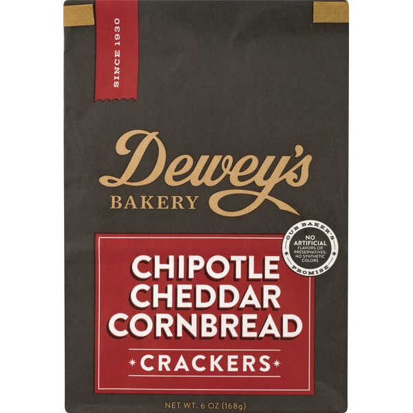 Dewey's Bakery Crackers, Chipotle Cheddar Cornbread, Bag (6 oz) - Instacart