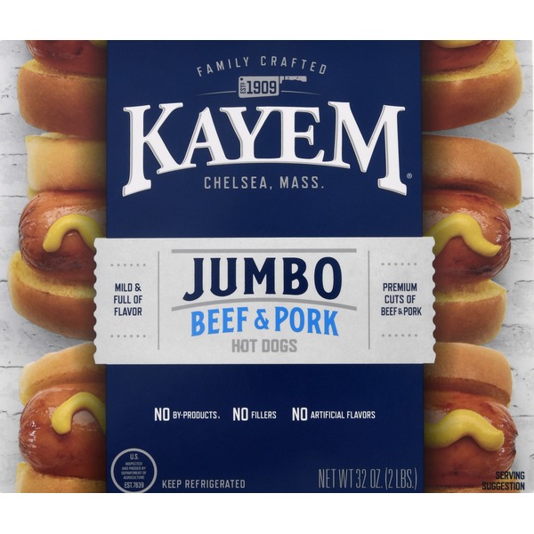 Kayem Hot Dogs, Beef & Pork, Jumbo (32 oz) - Instacart