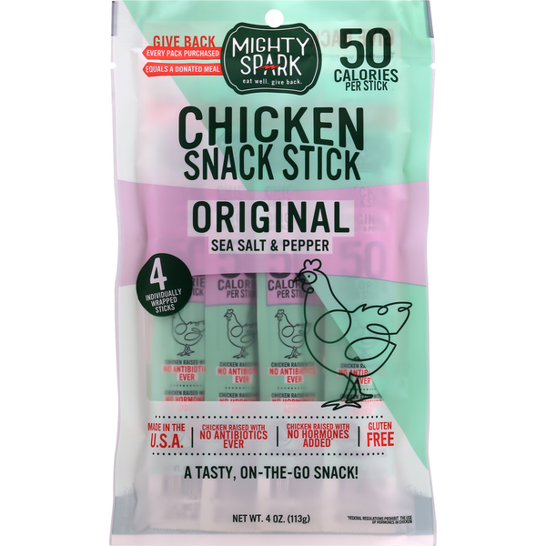 Mighty Spark Chicken Snack Stick, Sea Salt & Pepper, Original (4 each ...