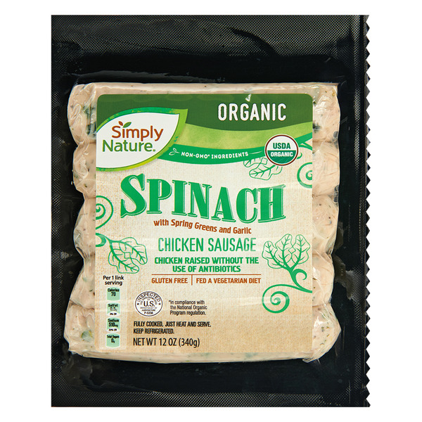 Simply Nature Organic Spinach Chicken Sausage Same-Day Delivery or ...
