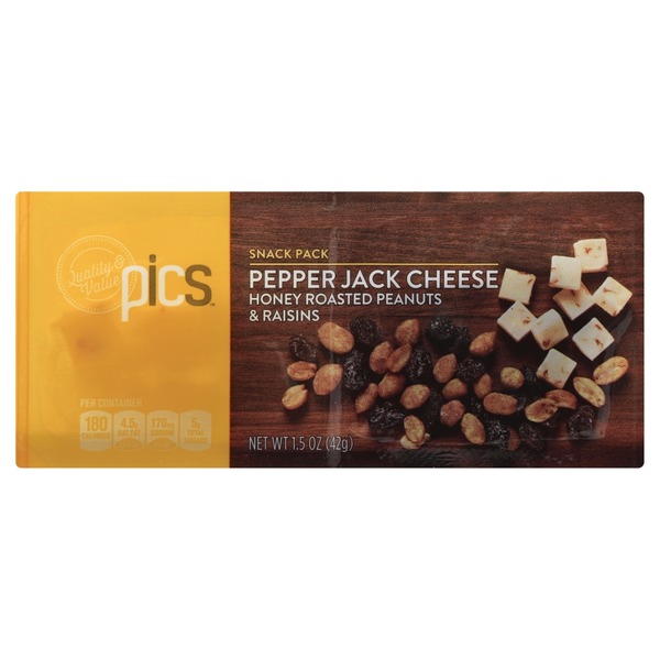 PICS Pepper Jack Cheese, Honey Roasted Peanuts & Raisins Snack Pack ...