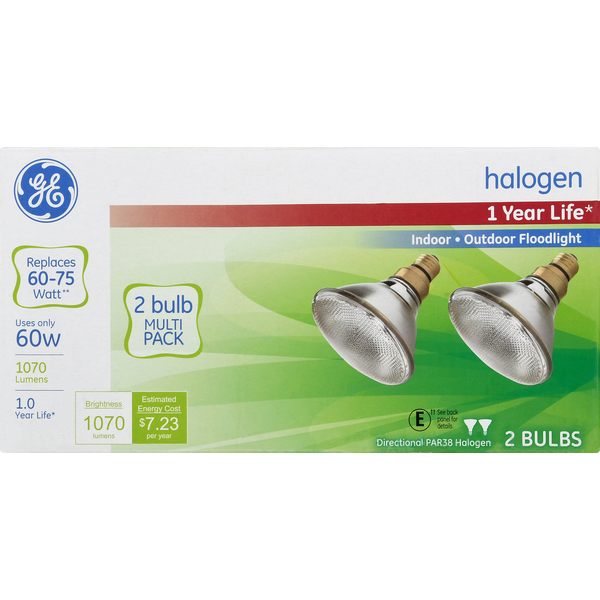 GE Light Bulb, Halogen, Indoor, Outdoor Floodlight, 60 Watts, Multi ...