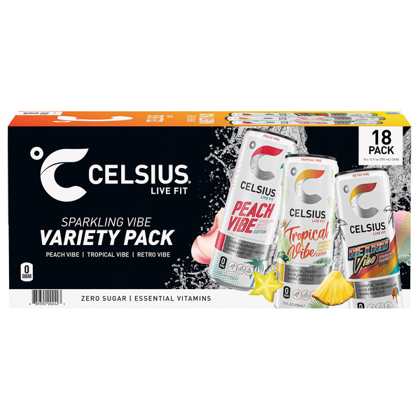Celsius Live Fit Sparkling Vibe Energy Drinks, Variety Pack Same-Day ...